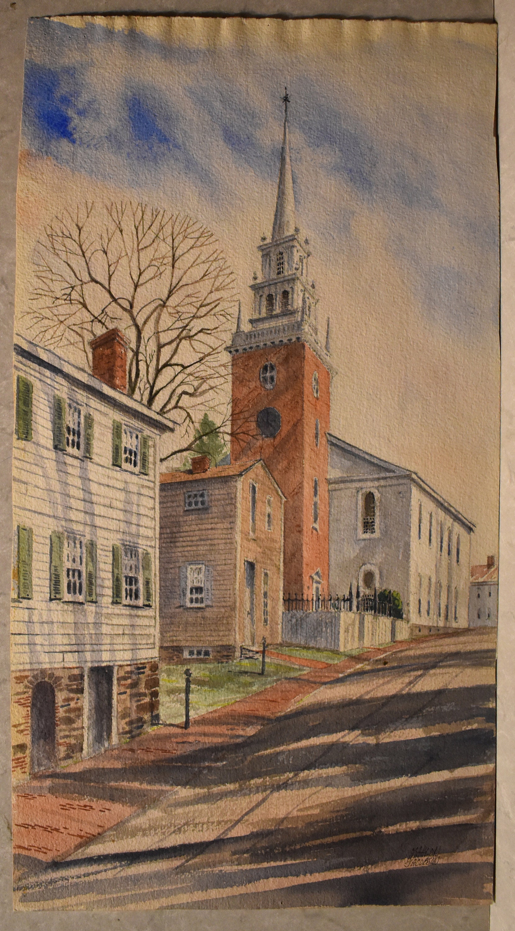 Vintage Newport Watercolor Trinity Church Newport Rhode Island Artist ...