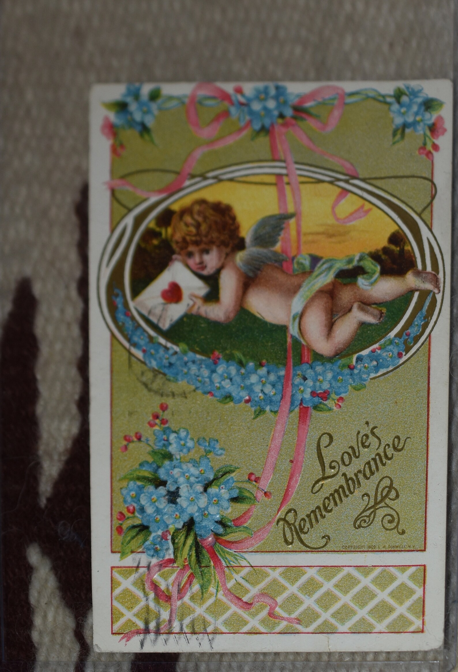 Vintage Post Cards Fairies Flowers Child Four Blue Fairies Blue Forget ...