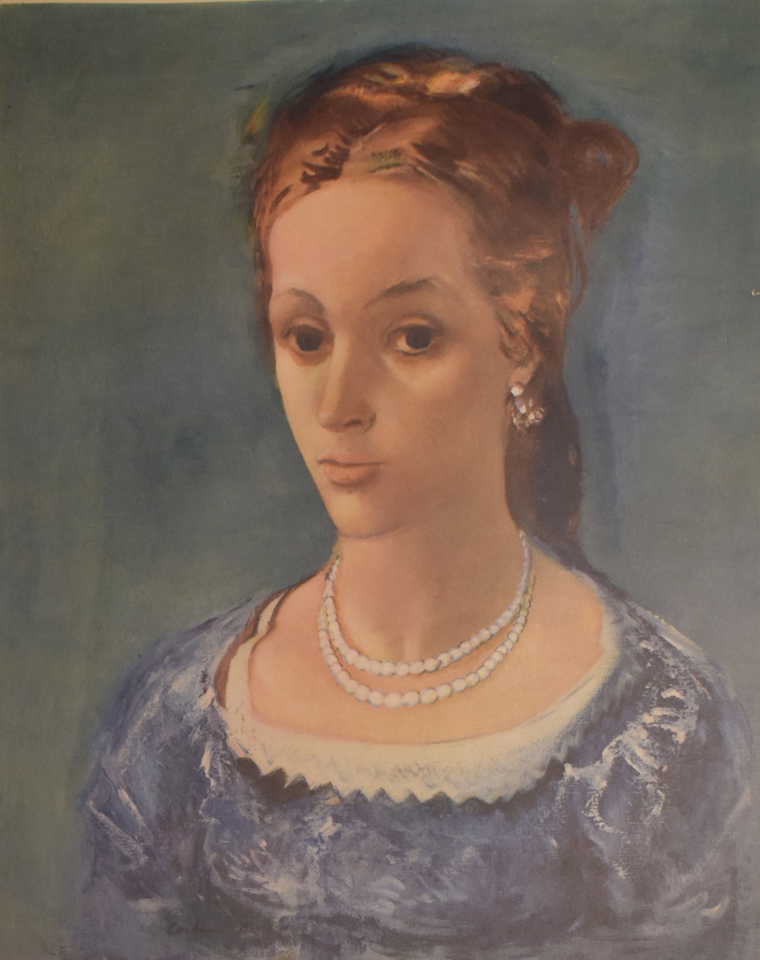 Vintage Artist Jon Corbino Poster Lady Titled La Tausca Pearls - Etsy