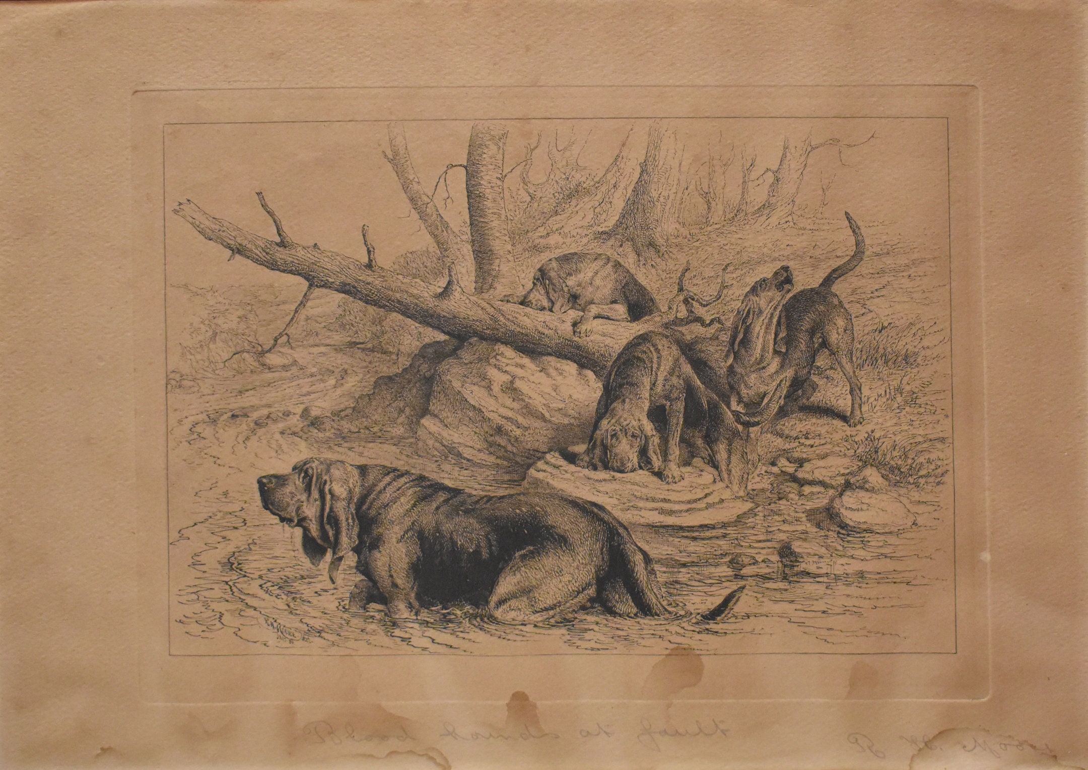 vintage sunset sea ship etching titled going westward artist Mauritz de ...