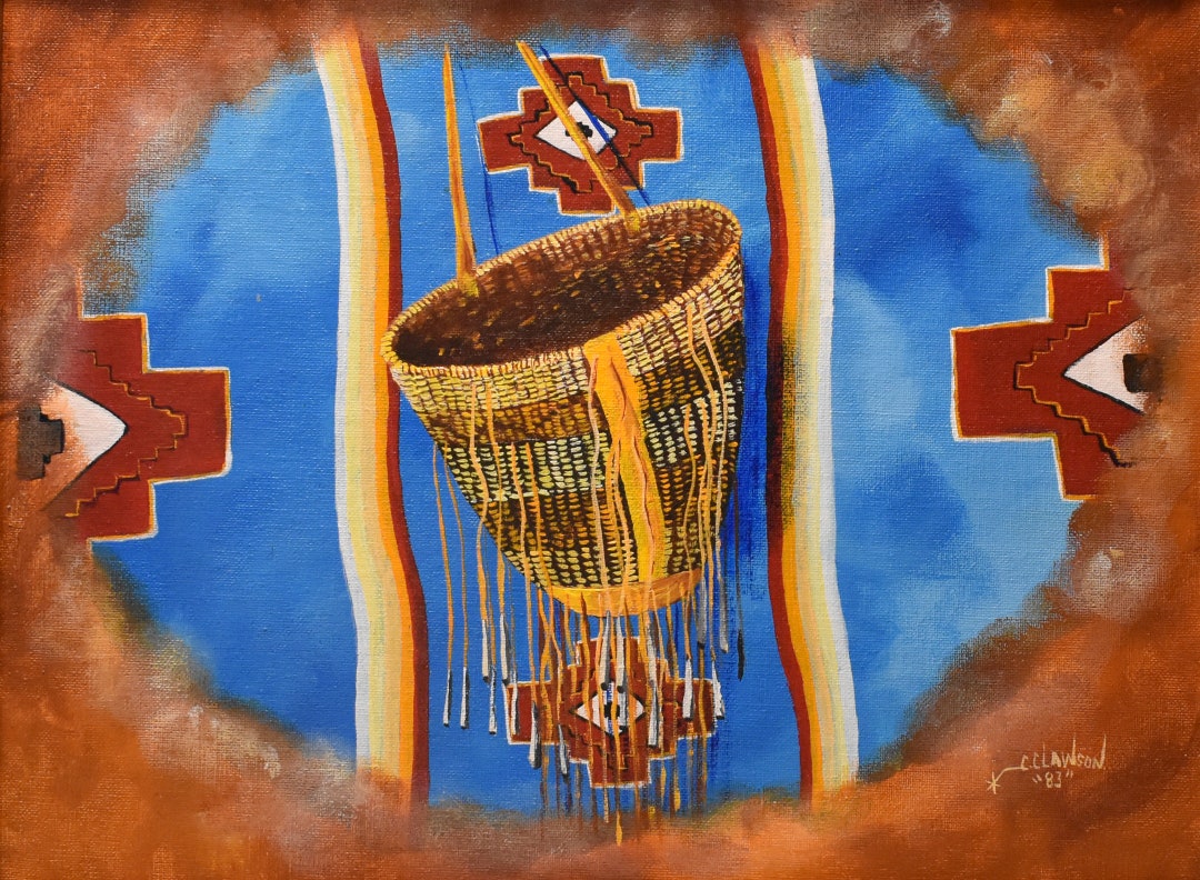 Vintage Art Native Indian Basket Oil Painting Signed - Etsy