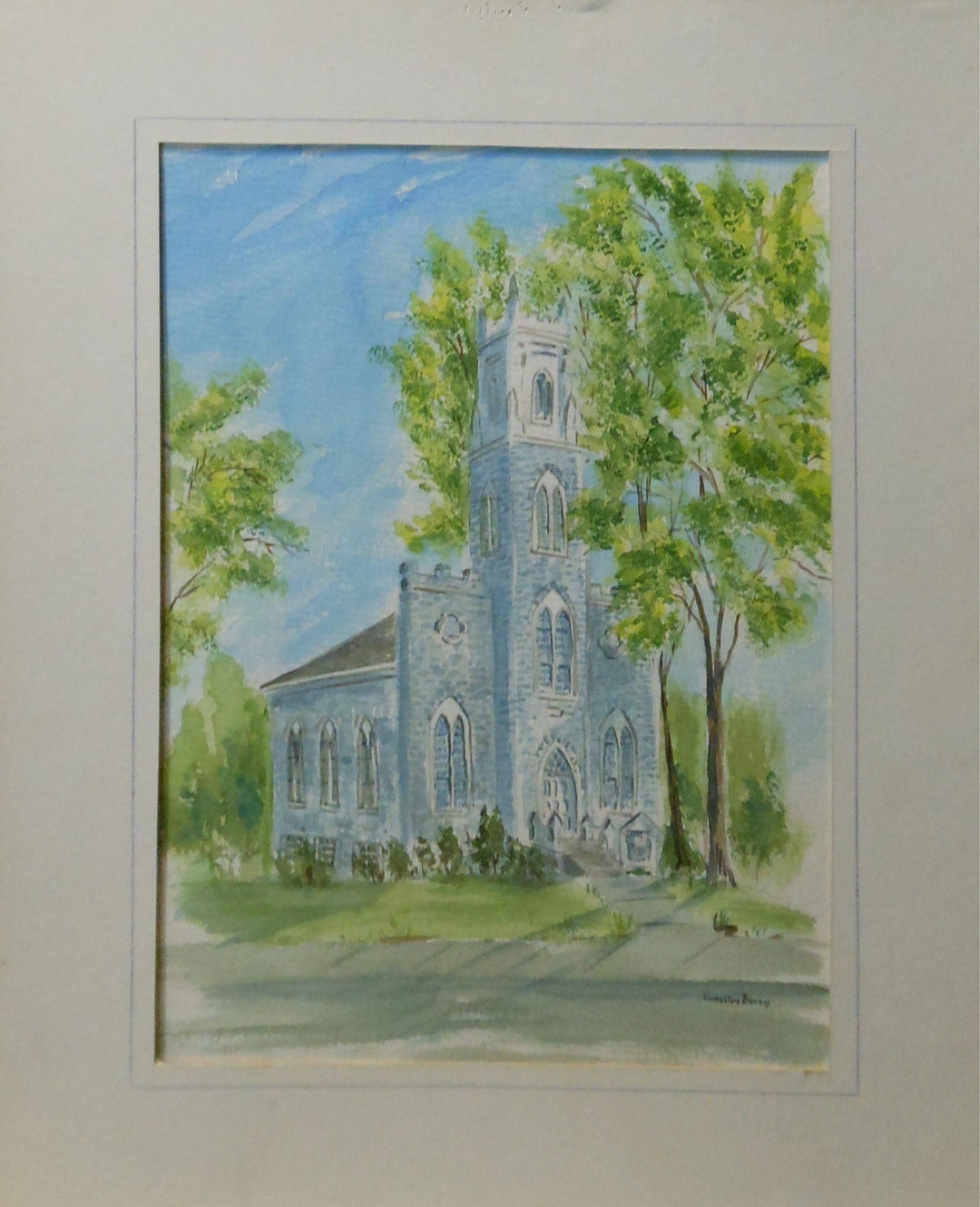 Vintage Church Watercolor Stone Church Signed Artist Dorothy Berry - Etsy