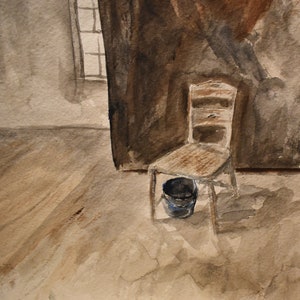 Vintage Chair Abstract Art Painting of Single Chair Watercolor of Maine ...