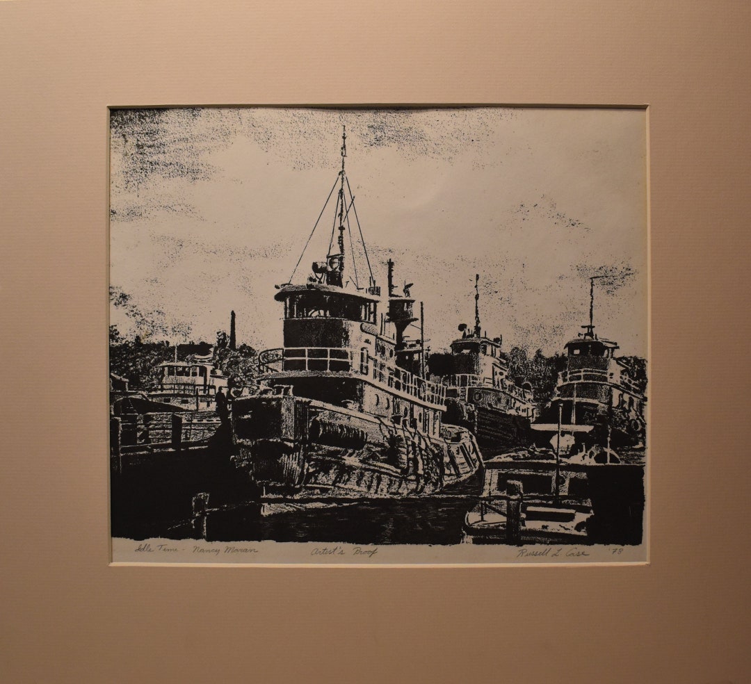 Vintage Tug Boat Nancy Moran Stone Lithograph Titled Idle Time Signed ...