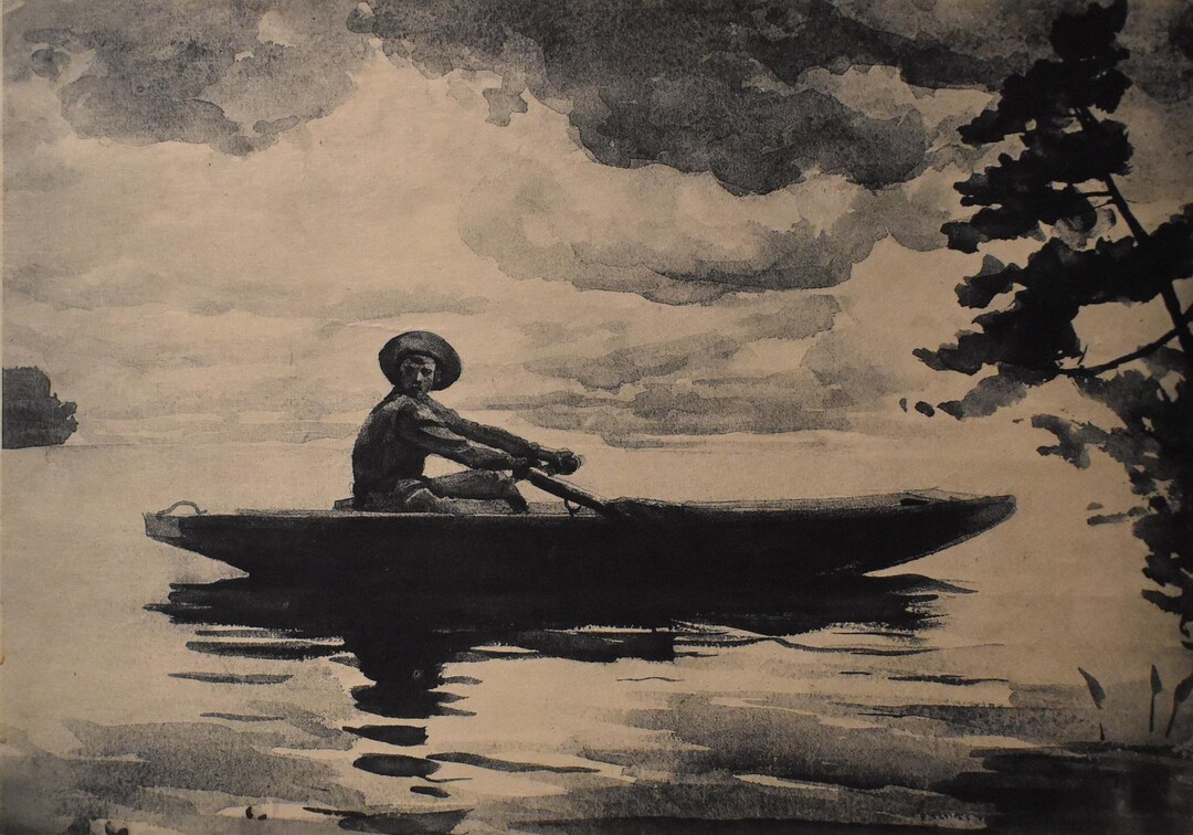 Vintage Lithograph the Rower by Winslow Homer Signed - Etsy
