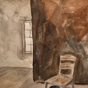 Vintage Chair Abstract Art Painting of Single Chair Watercolor of Maine ...