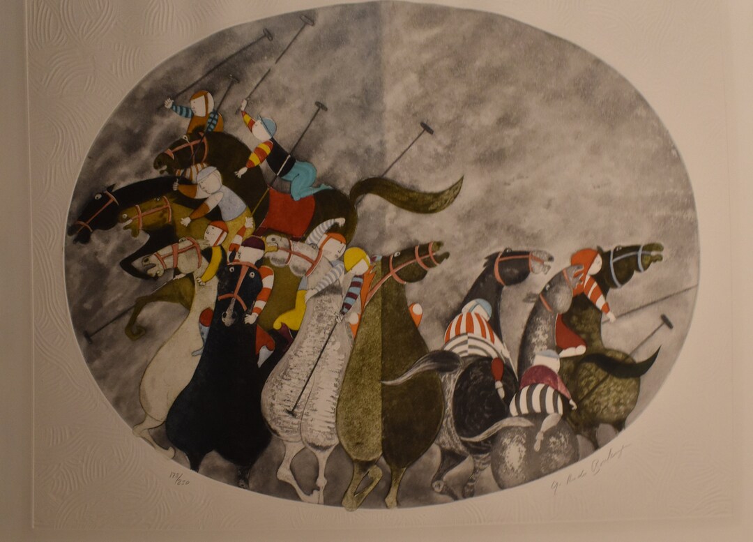 Vintage Polo Artist Graciela Rodo Boulanger Large Colored Aquatint With ...