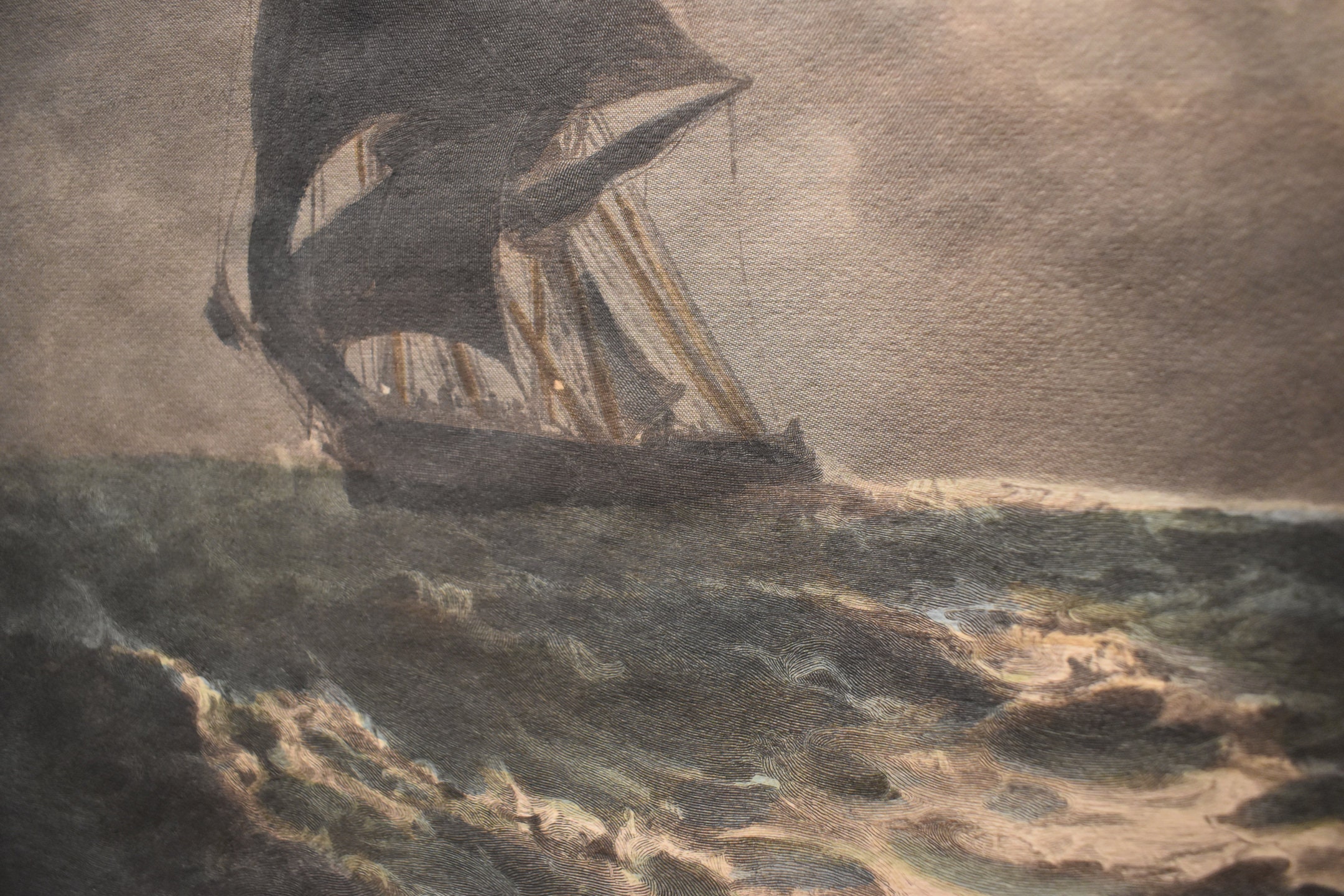 vintage sunset sea ship etching titled going westward artist Mauritz de ...