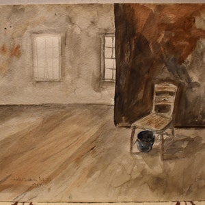 Vintage Chair Abstract Art Painting of Single Chair Watercolor of Maine ...