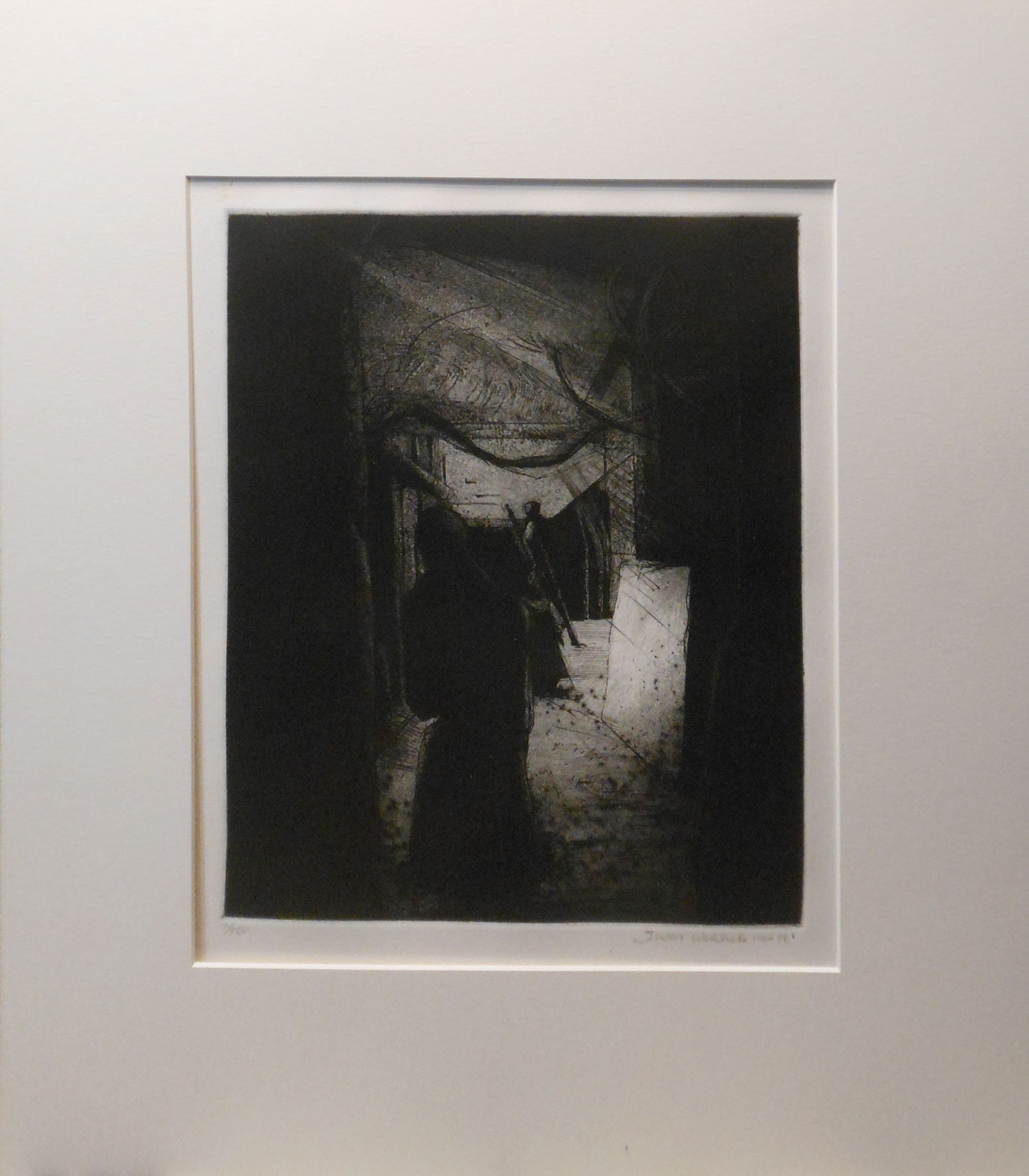 Vintage Etching of People in Hallway Signed - Etsy