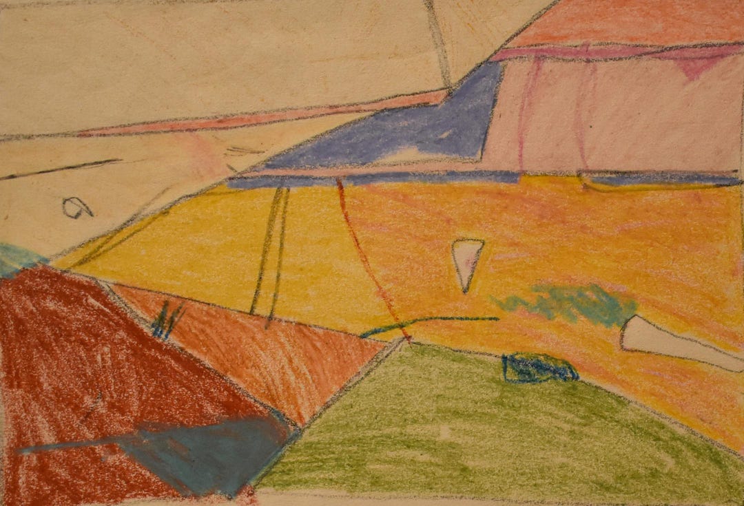 Vintage Painting Colored Crayon Boat in Landscape Artist Signed - Etsy