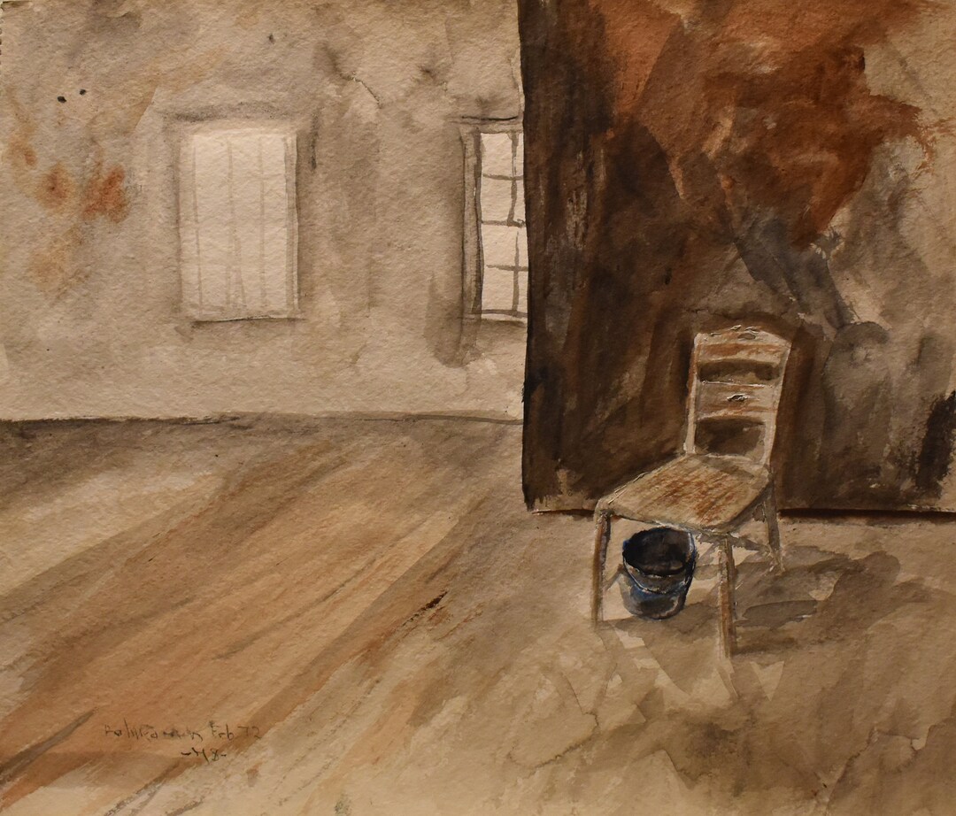 Vintage Chair Abstract Art Painting of Single Chair Watercolor of Maine ...