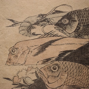 Vintage Ca 1800 Fish Woodblock Swimming Fish Japanese Color Wood Block ...