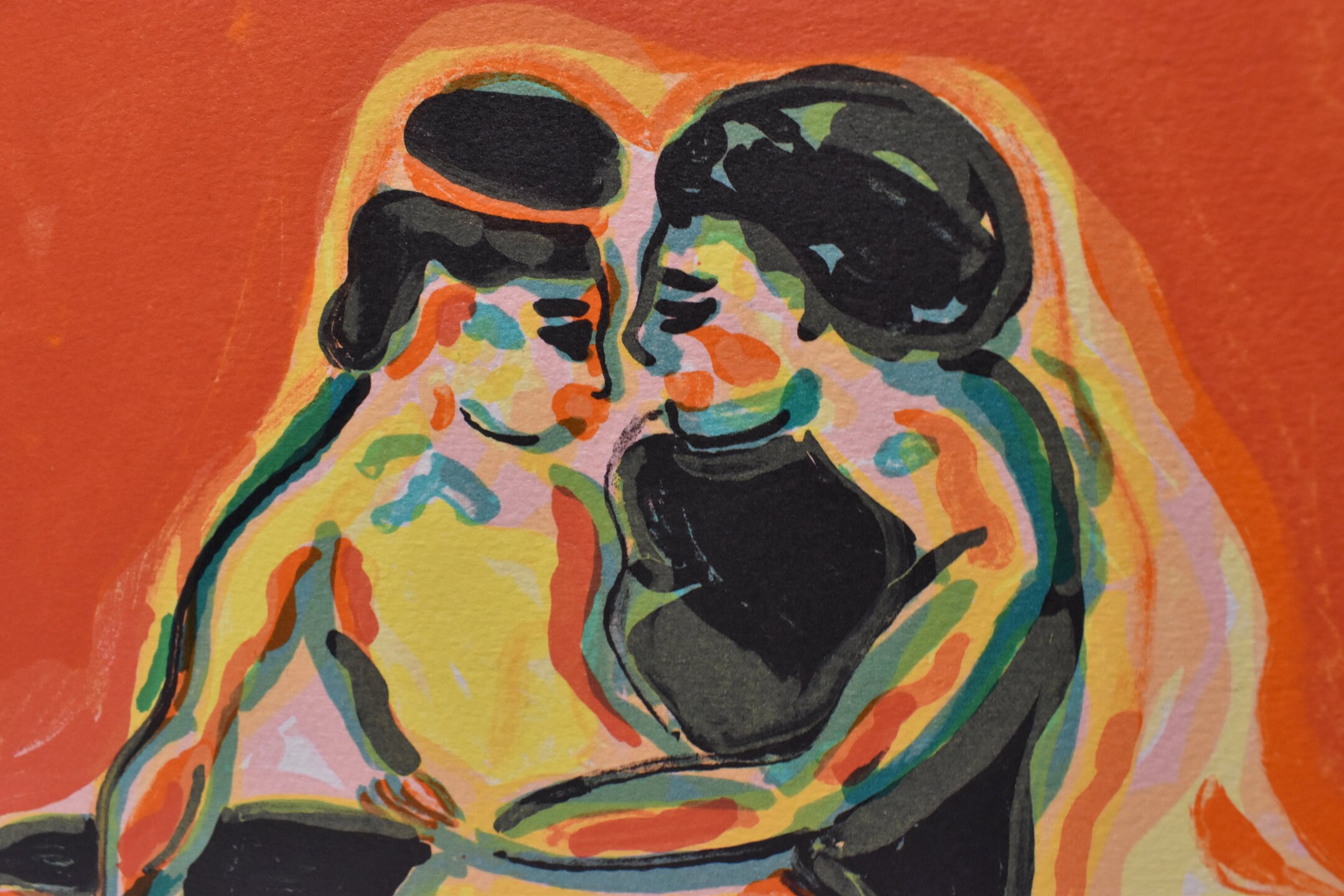 Vintage Nudes Color Serigraph Of Two People Lying Down Artist Signed Etsy