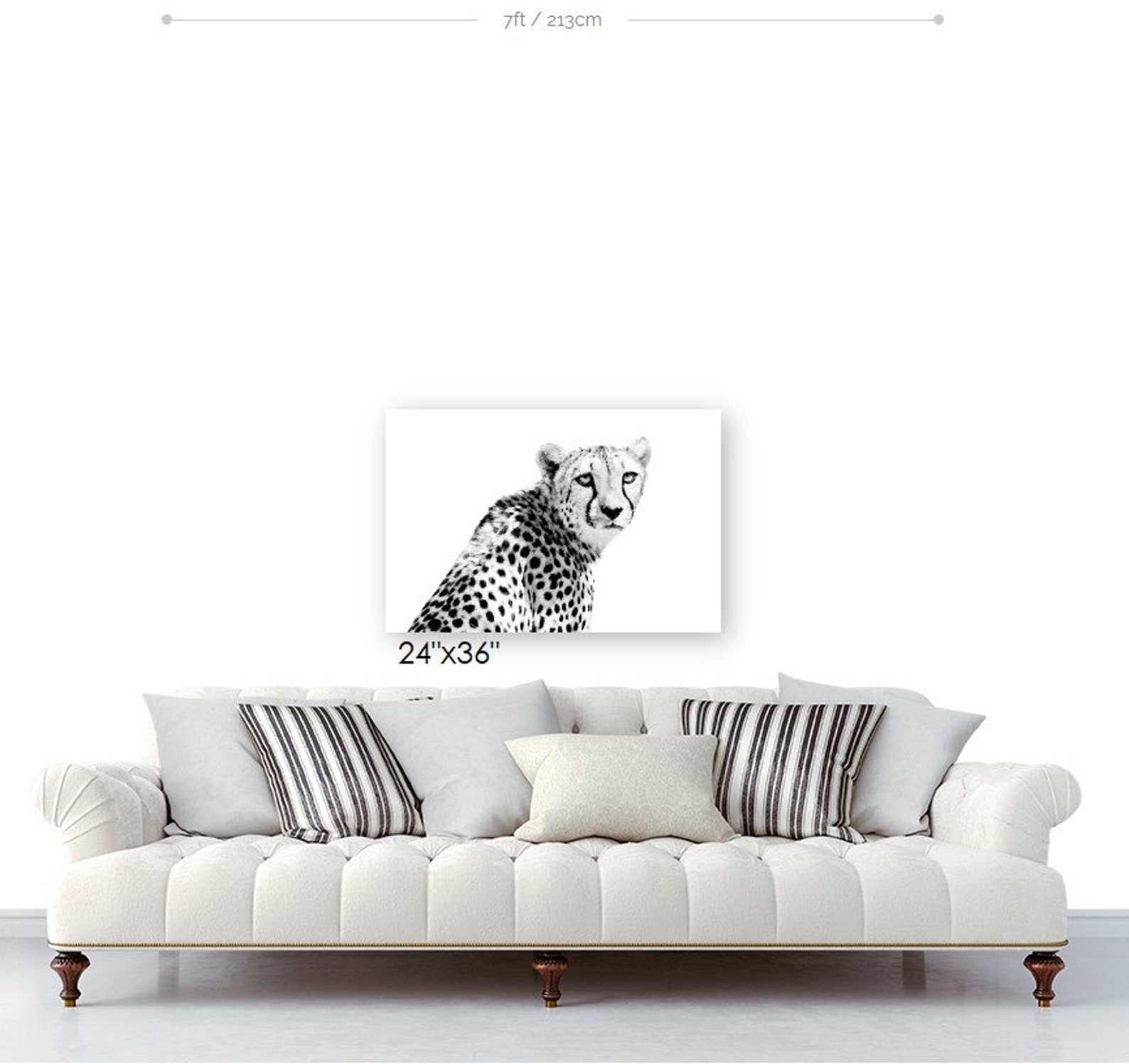 Cheetah Wildlife Art Modern Home Wall Decor Black and - Etsy