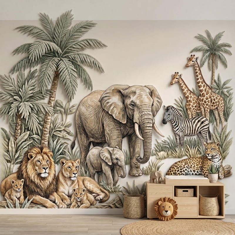 3d Animal Mural Wallpaper - Etsy