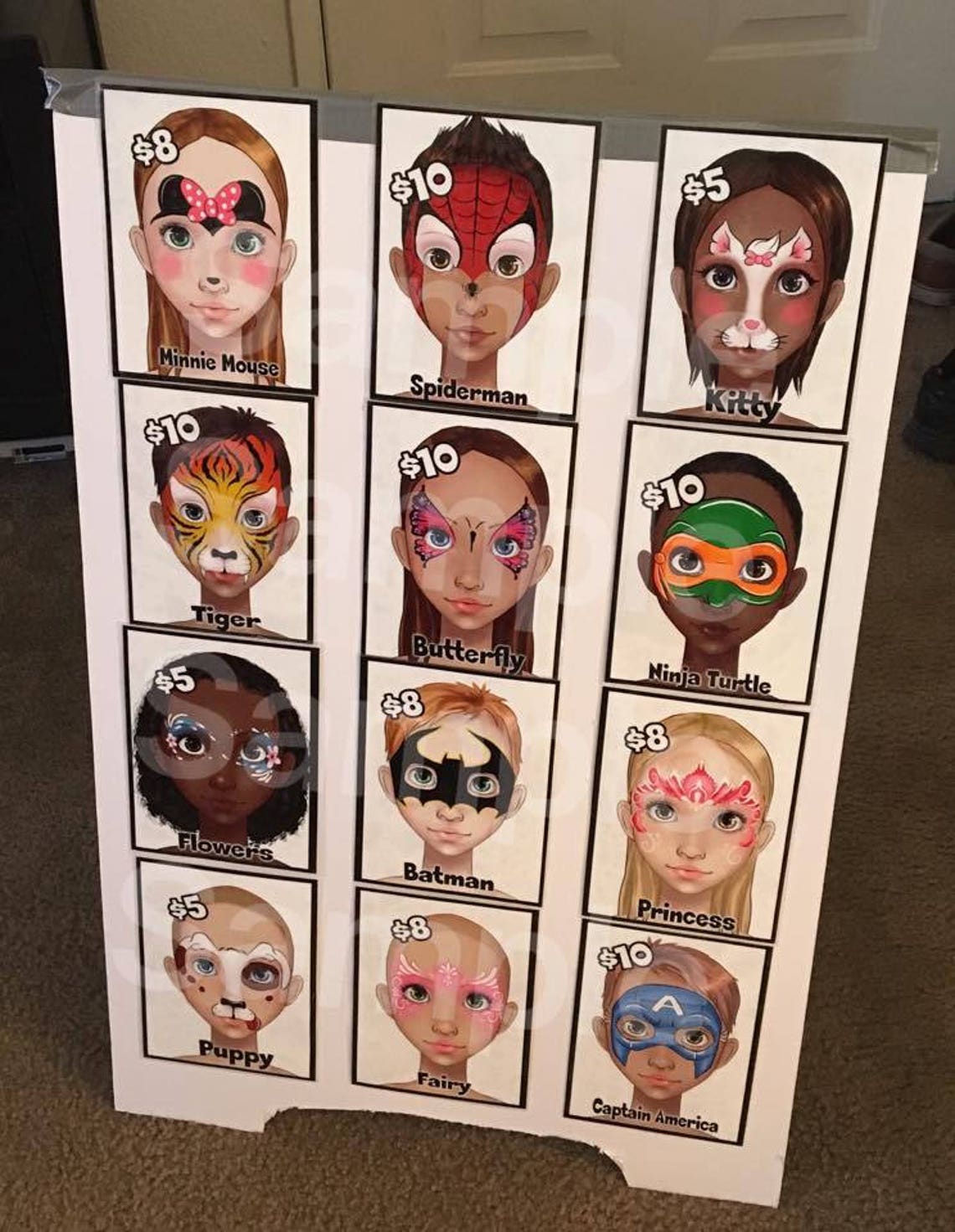 Face Painting Design board Face paint design menu board | Etsy