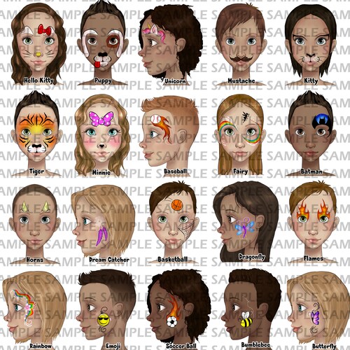 Face Painting Board Face Paint Design Menu Board Designs for - Etsy