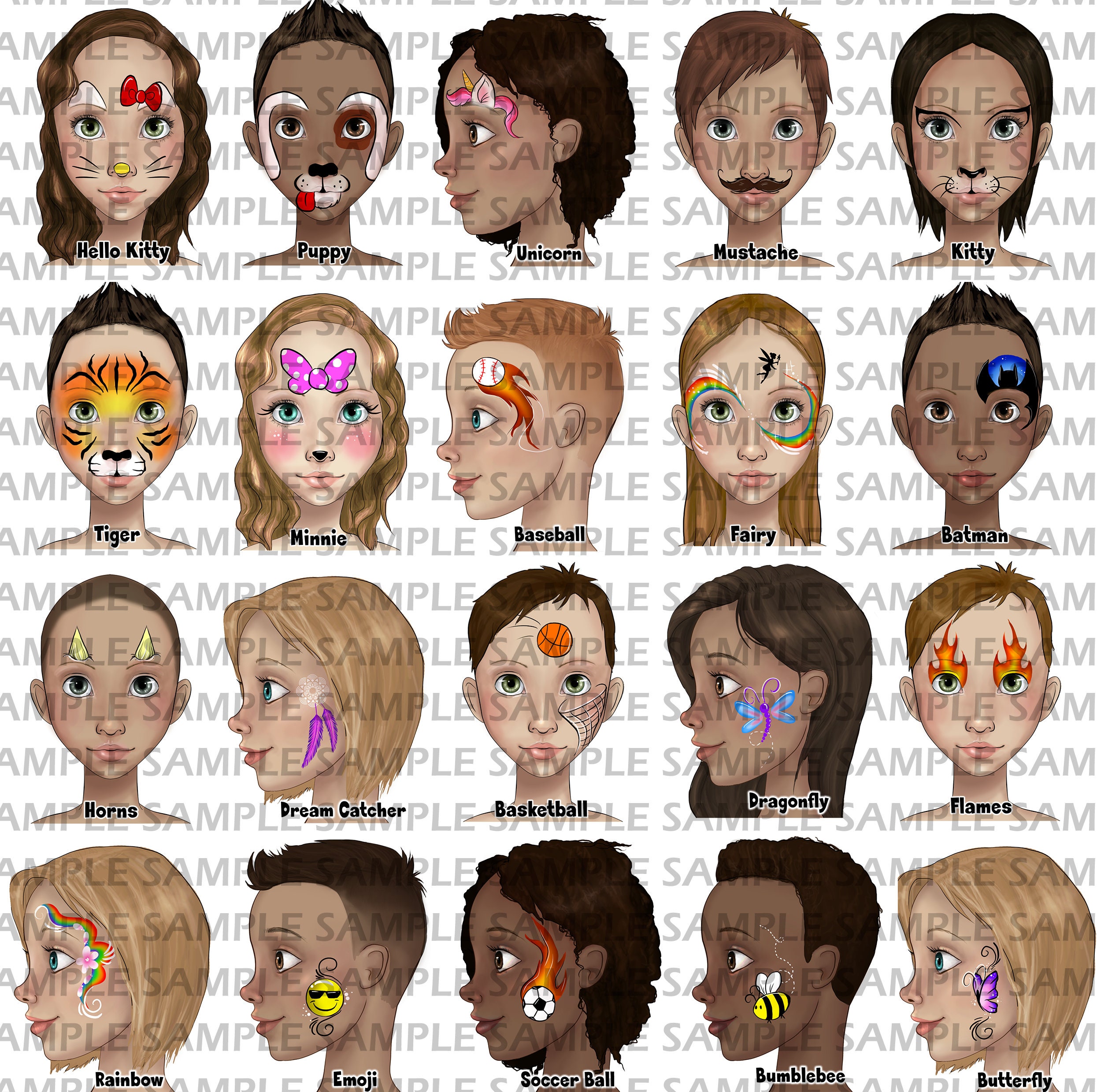 Face Painting Word board Face paint design menu board | Etsy