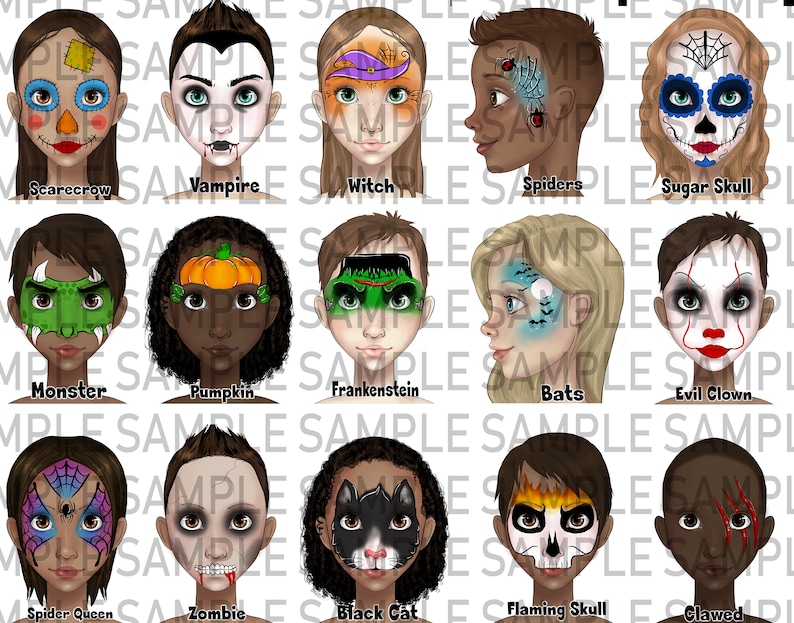 NO AI USED Face Painting Word Board, Face Paint Design Menu Board ...