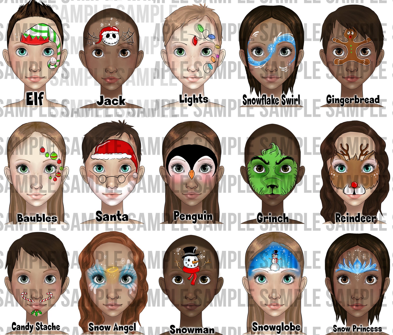 NO AI USED Face Painting Word Board, Face Paint Design Menu Board ...