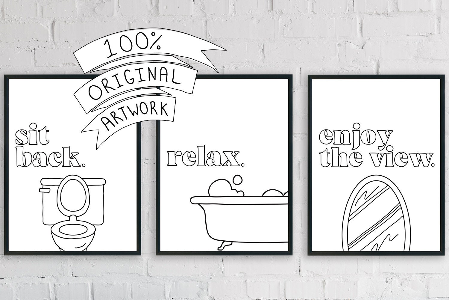 Sit Back, Relax, Enjoy the View Set of Three Bathroom Signs- Printable ...