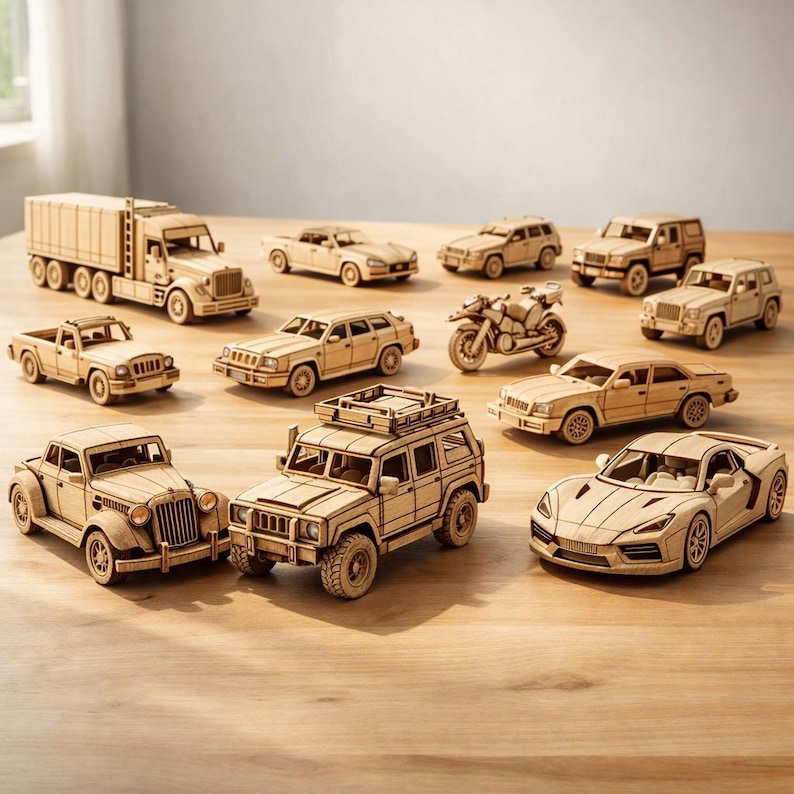 Wooden Vehicle Laser Cut Bundle | Cars, Trucks, Motorcycles CNC ...