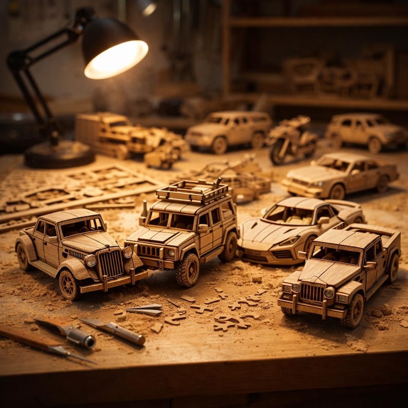 Wooden Vehicle Laser Cut Bundle | Cars, Trucks, Motorcycles CNC ...