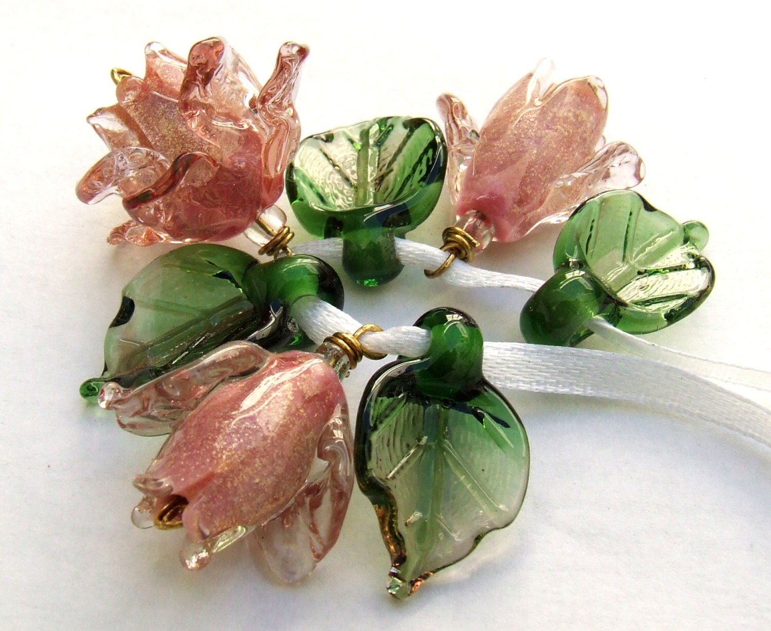 Lampwork Glass Flower Beads for Jewelry Making A Romantic - Etsy