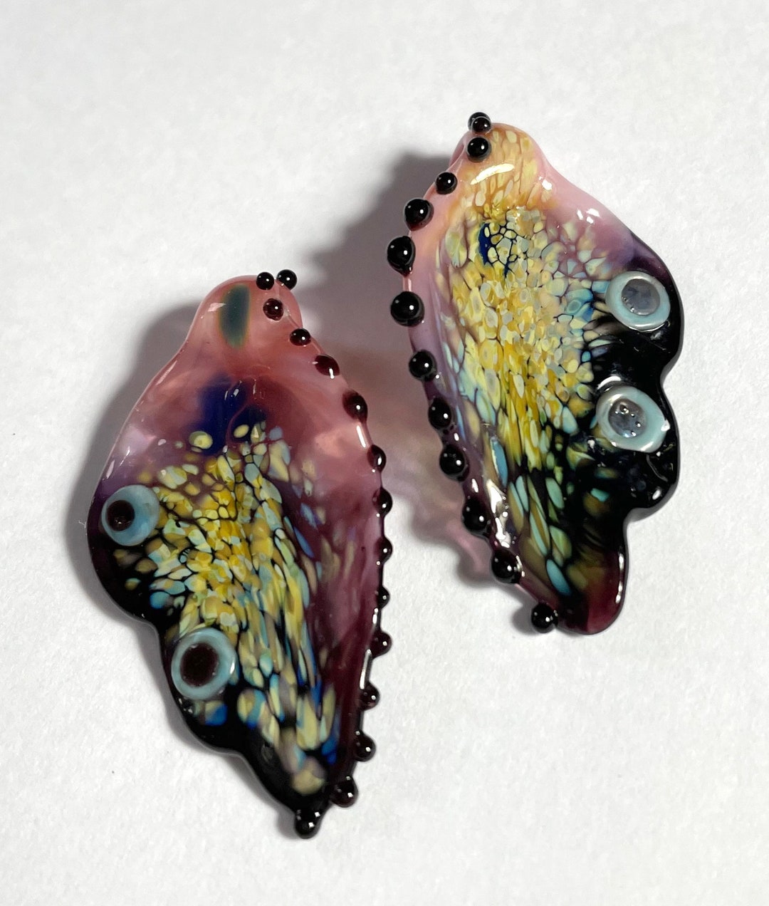 Lampwork Butterfly Wings for Jewelry Making, 2 Delicate Butterfly Wings ...