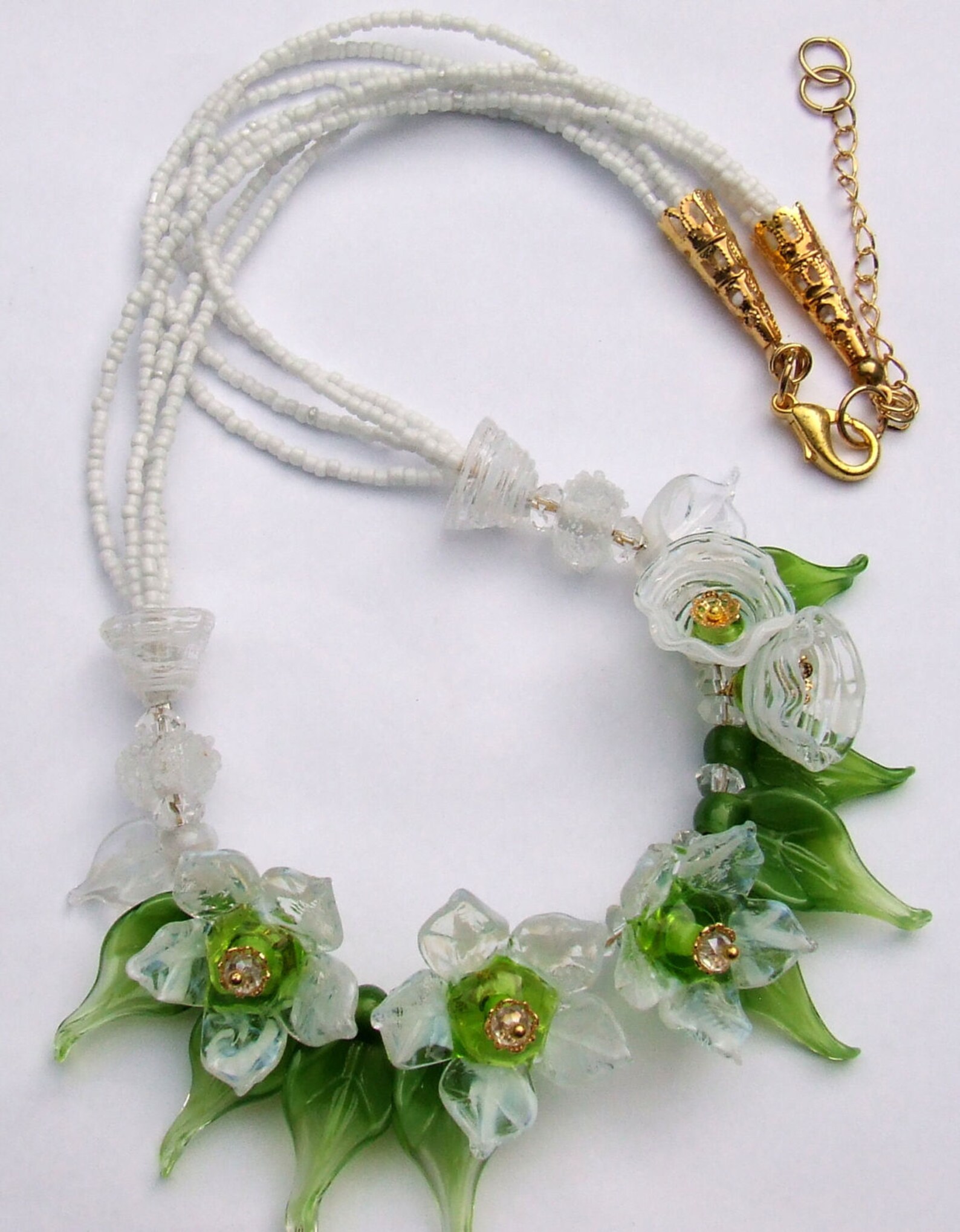 Lampwork Floral Necklace, Handmade Glass Romantic Necklace With ...