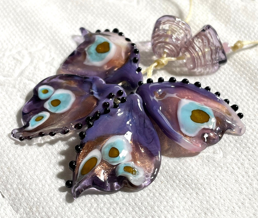 Lampwork Butterfly Wings for Jewelry Making, Set of 4 Delicate ...