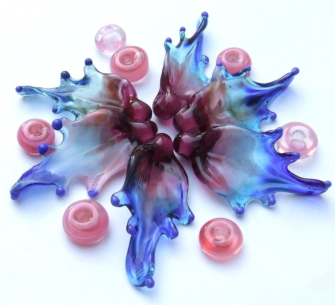Lampwork Glass Fairy Wings, Amethyst Turquoise Beads, Jewelry Making ...