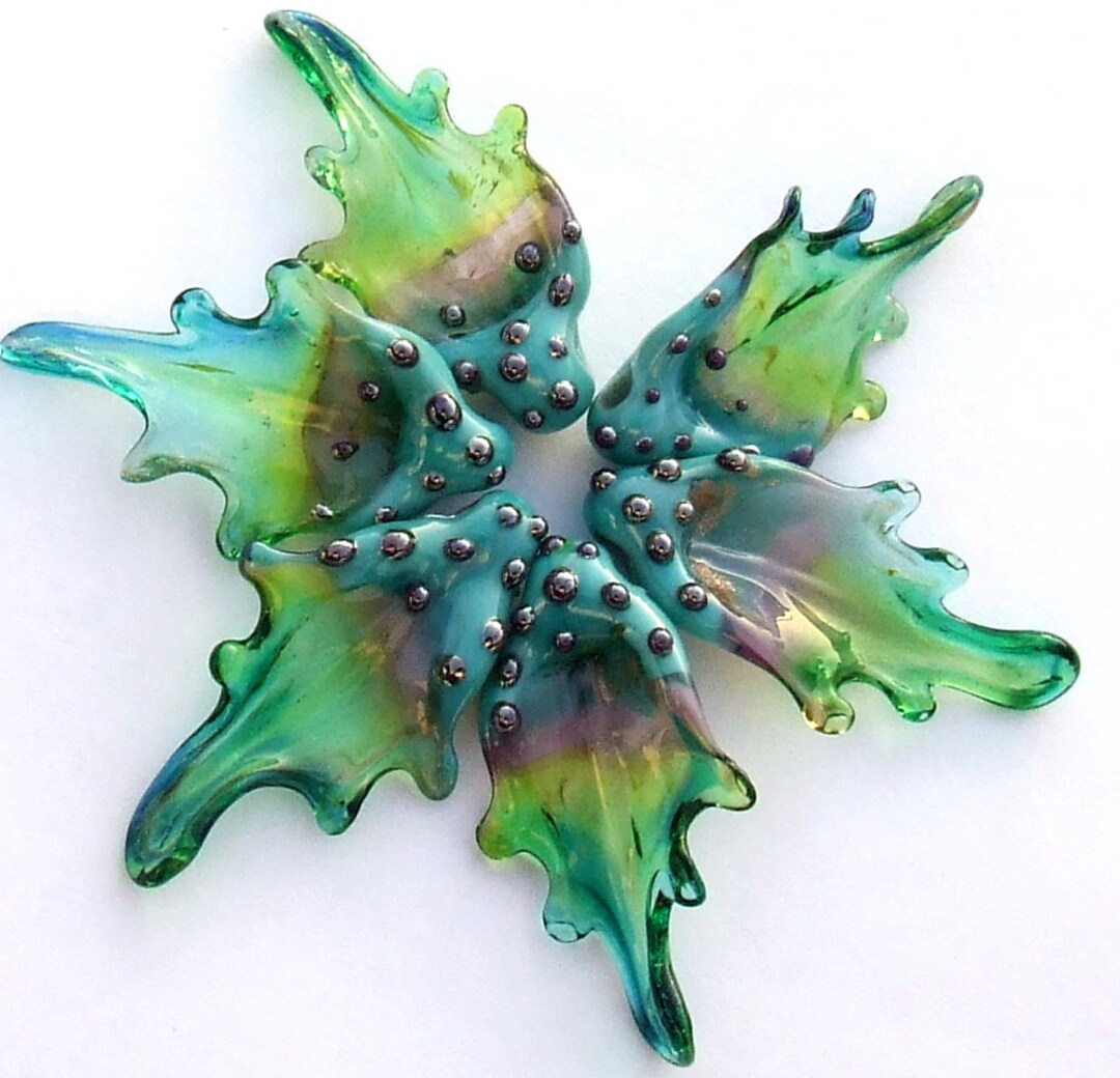 Lampwork Glass Fairy Wings, Bright Jewelry Beads, Set of 6 (made to ...