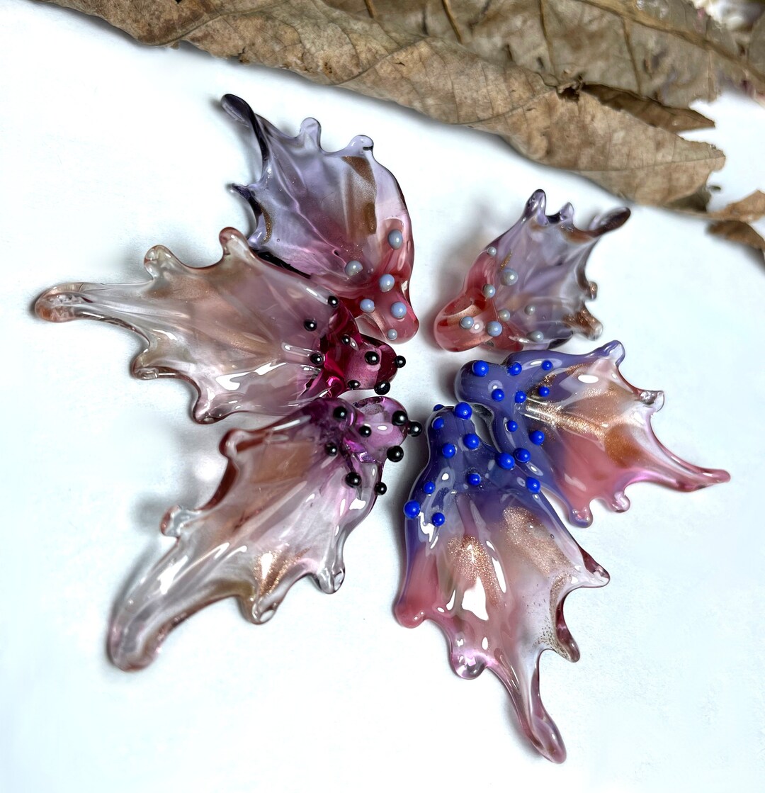 Lampwork Glass Fairy Wings for Jewelry Making, 3 Pairs of Organic Fairy ...
