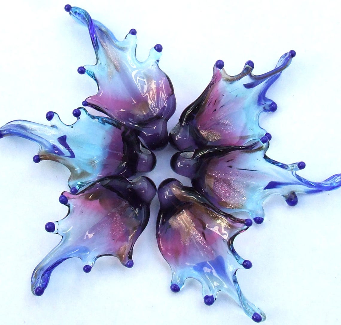 Lampwork Glass Fairy Wings for Jewelry Making, Set of 6 Organic Fairy ...