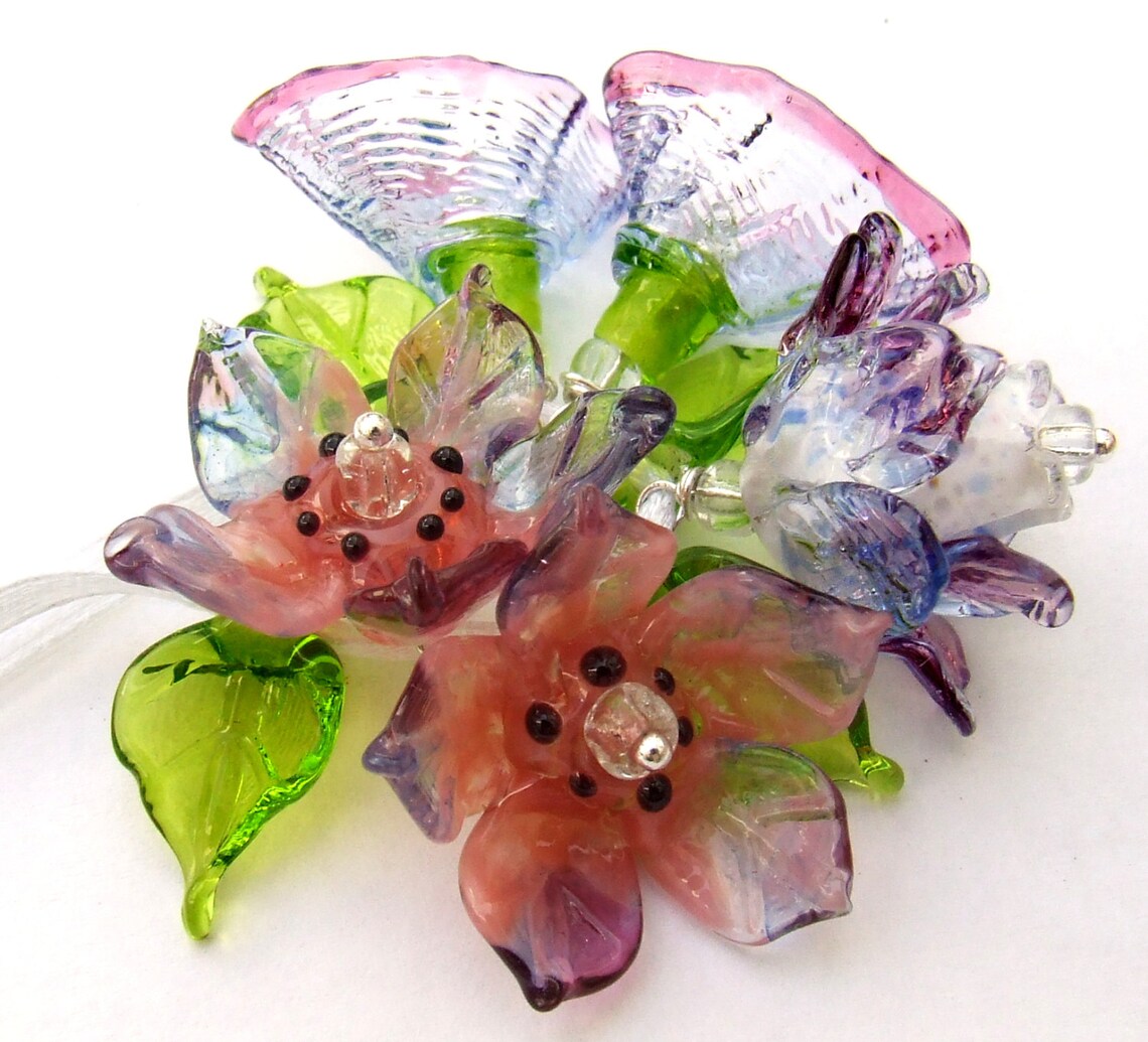Lampwork Glass Flower Beads for Jewelry Making Romantic - Etsy