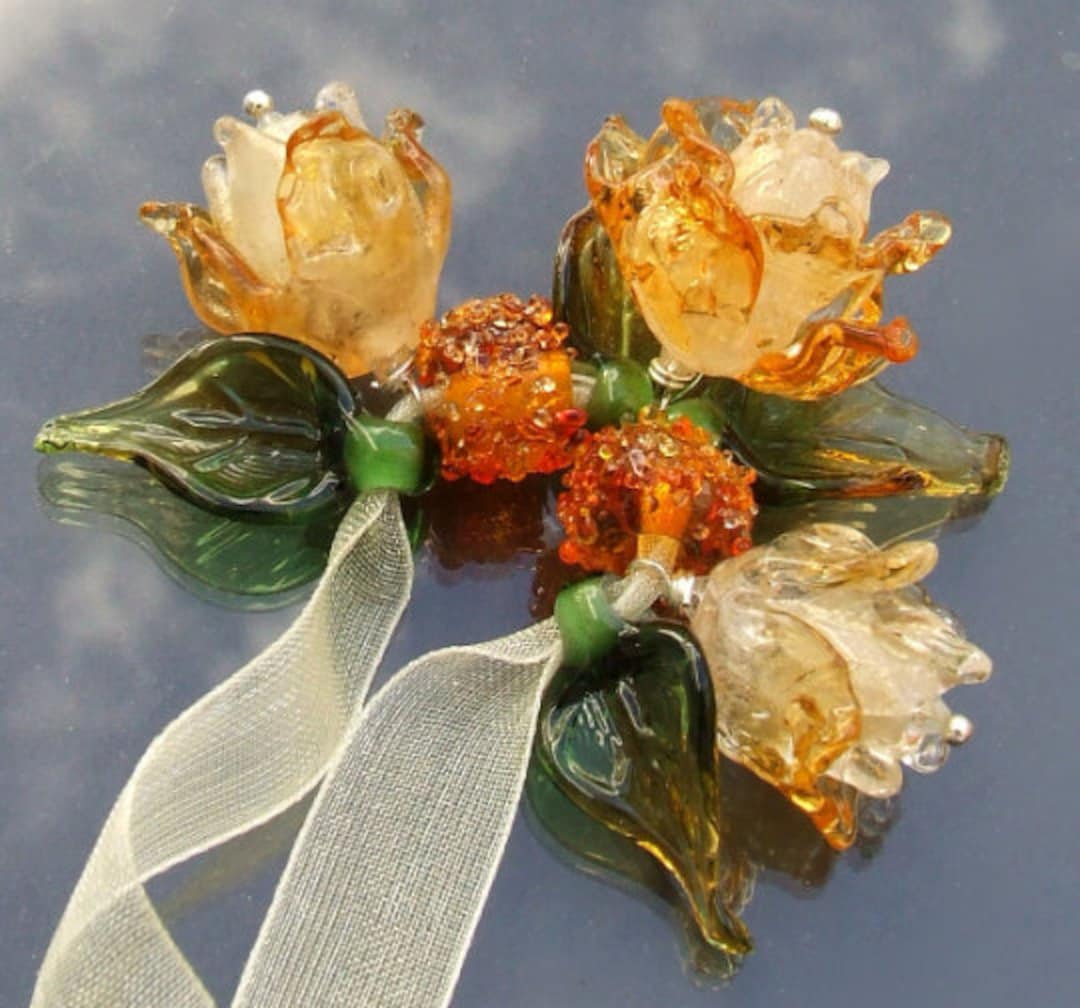 Lampwork Glass Flower Beads for Jewelry Making, DIY Kit, Set of 9 ...