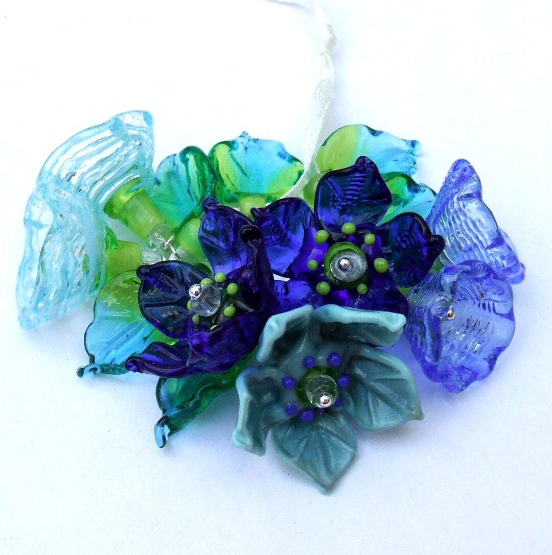 Lampwork Glass Flower Beads For Jewelry Making A Romantic Bouquet Set