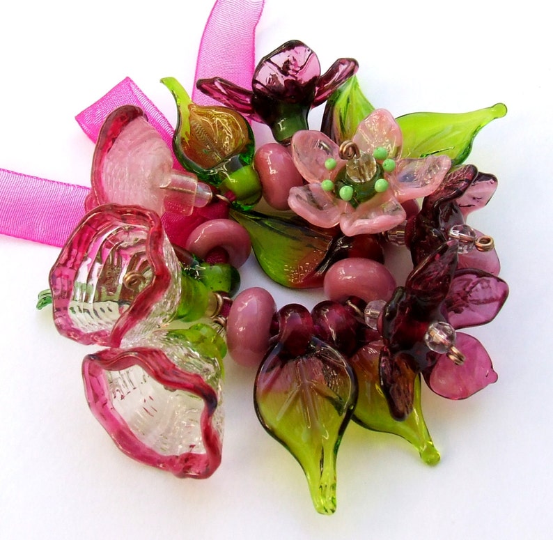 Lampwork Glass Flower Beads For Jewelry Making A Romantic Etsy
