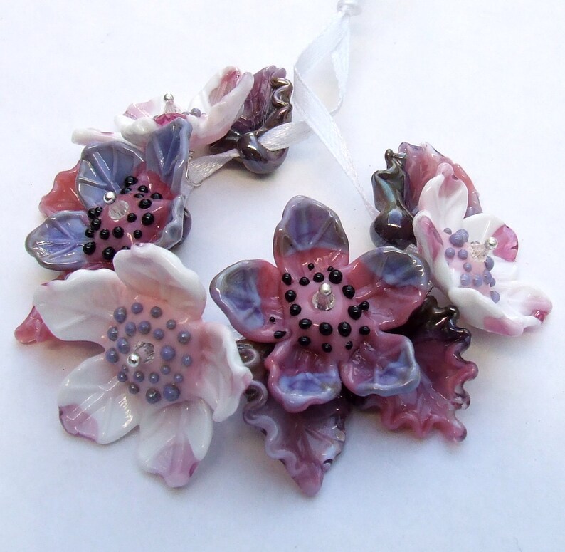 Lampwork Glass Flower Beads For Jewelry Making Romantic Pink Etsy