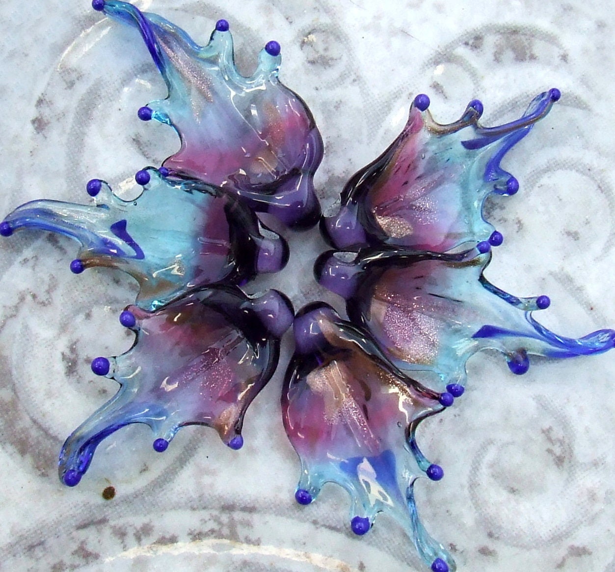 Lampwork Glass Fairy Wings for Jewelry Making, Set of 6 Organic Fairy ...