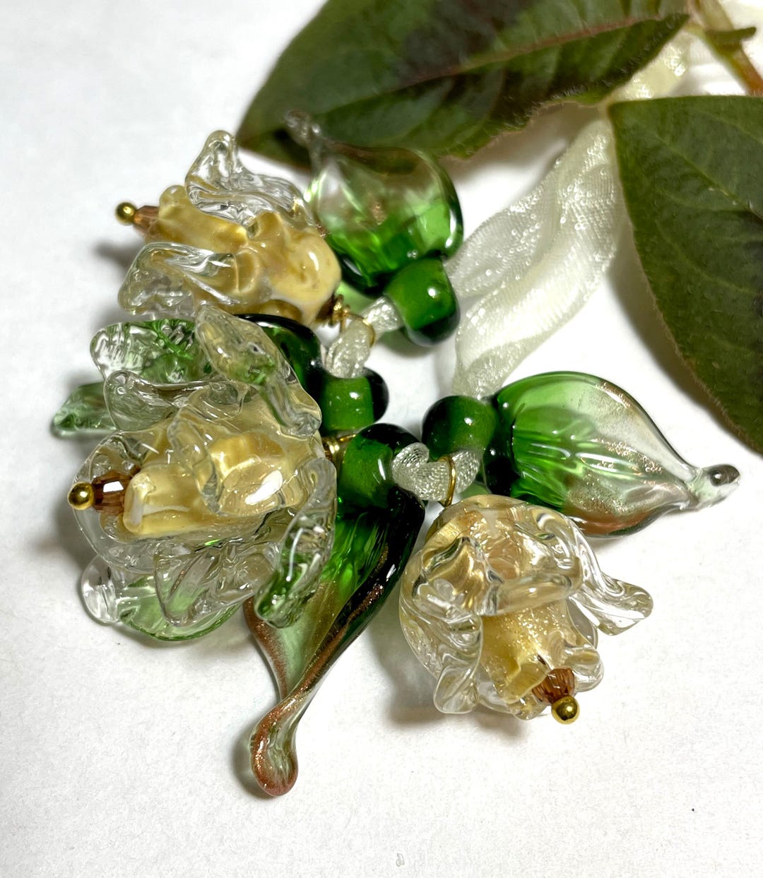 Lampwork Glass Flower Beads Supplies for Jewelry Making, DIY Kit, Set ...