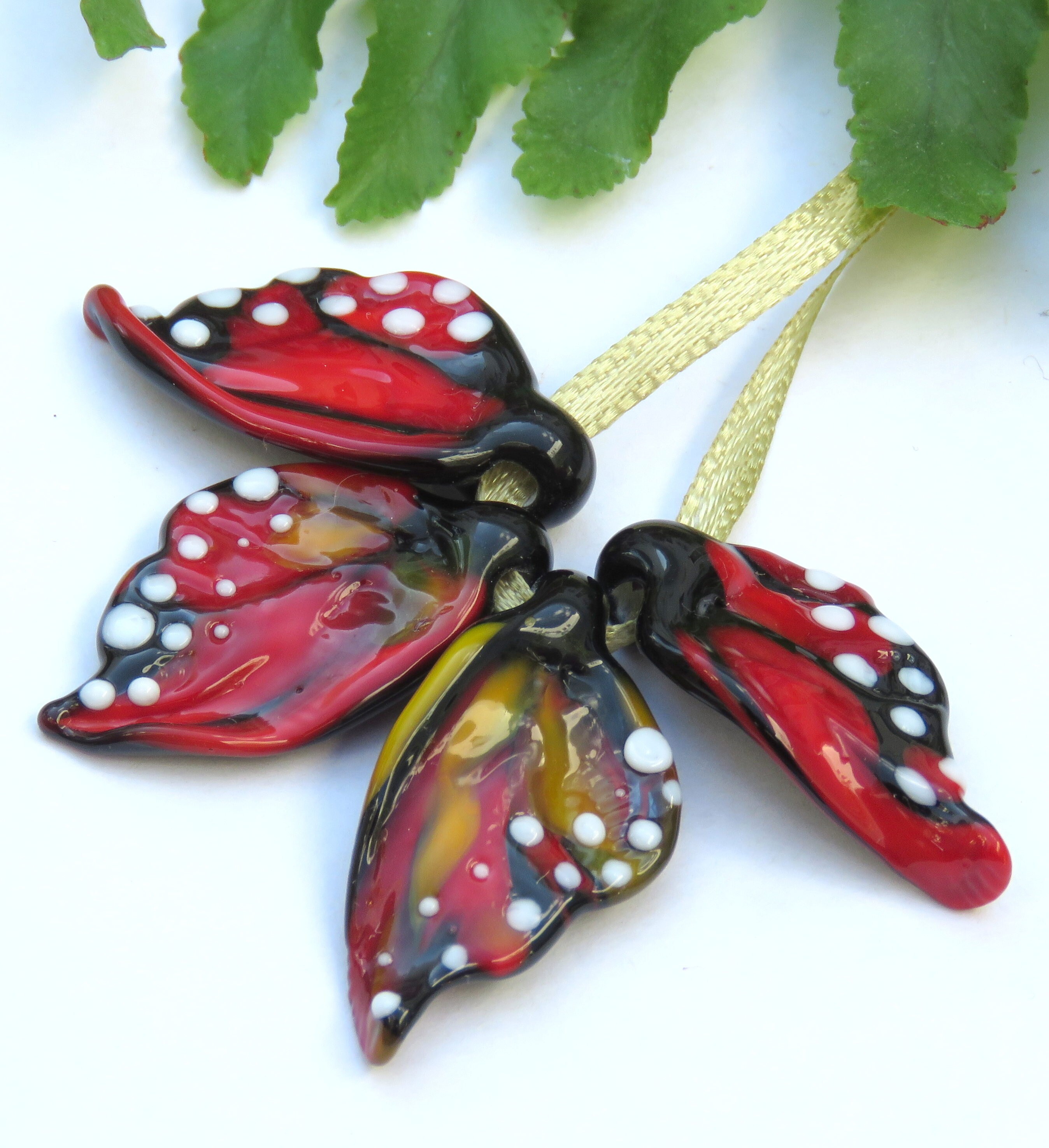 Red Lampwork Butterfly Wings, Jewelry Making Supplies, Set of 4 - Etsy