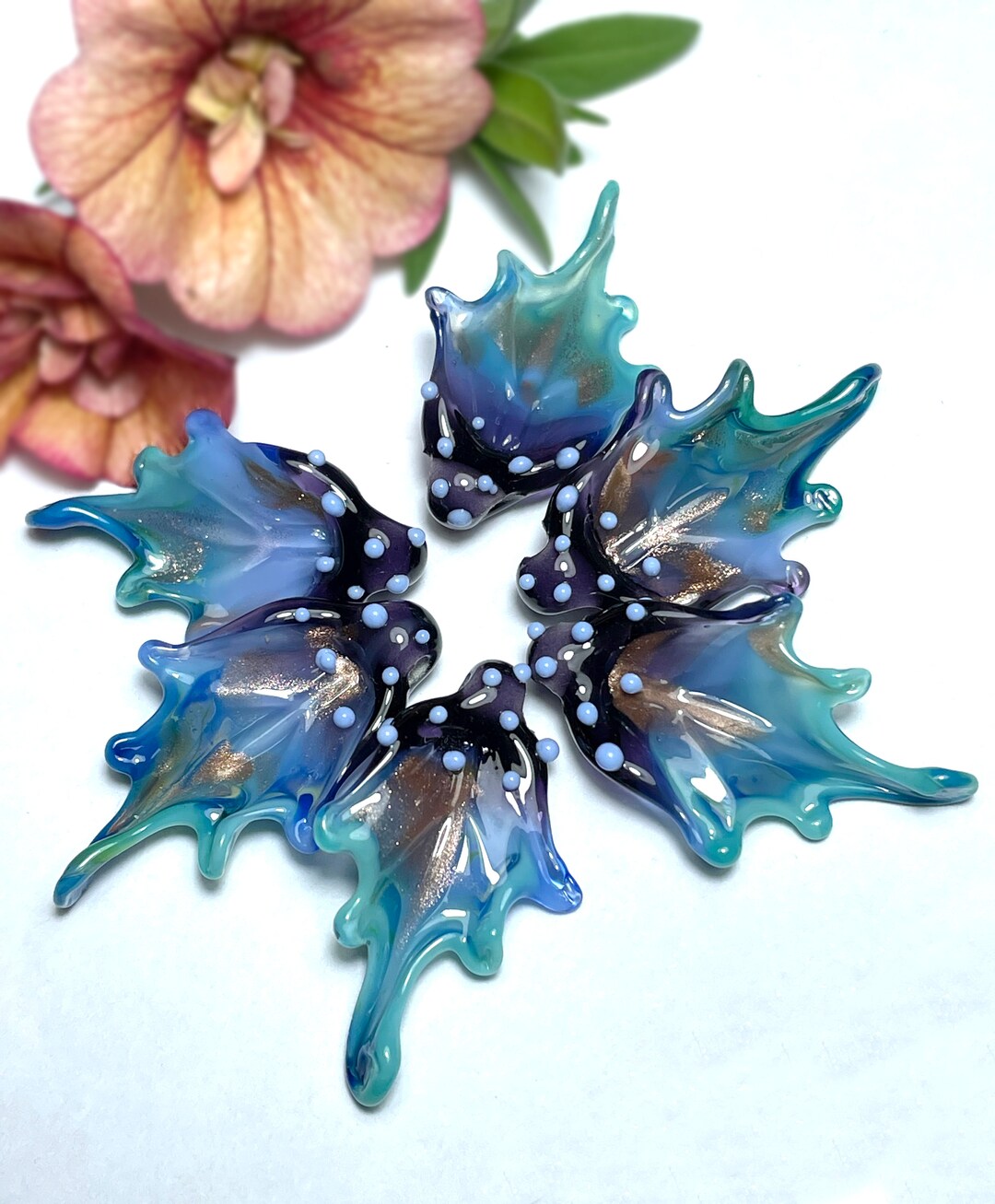 Lampwork Glass Fairy Wings for Jewelry Making, Set of 6 Organic Fairy ...