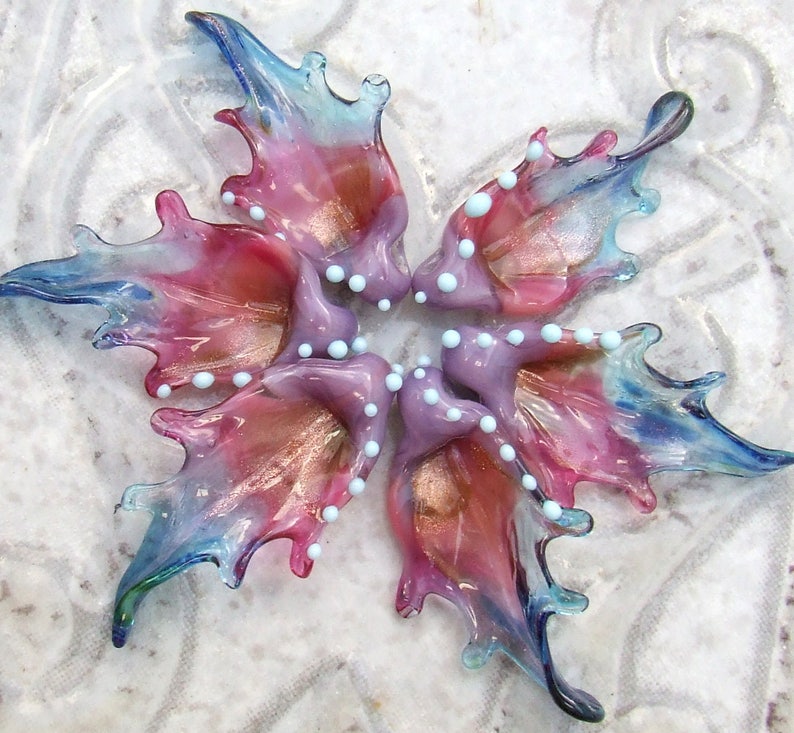 Lampwork Glass Fairy Wings for Jewelry Making, Set of 6 Organic Fairy ...