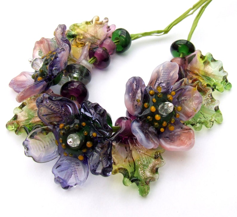 Lampwork Glass Flower Beads For Jewelry Making Romantic Etsy