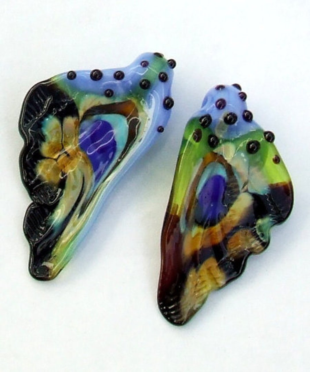 Lampwork Butterfly Wings for Jewelry Making, 2 Delicate Butterfly Wings ...