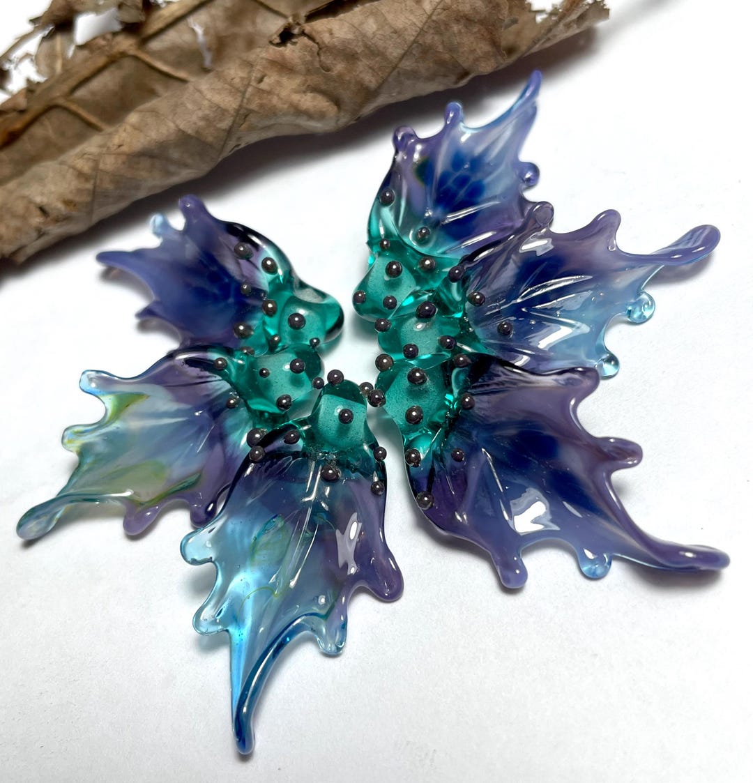 Lampwork Glass Fairy Wings for Jewelry Making, Set of 6 Organic Fairy ...