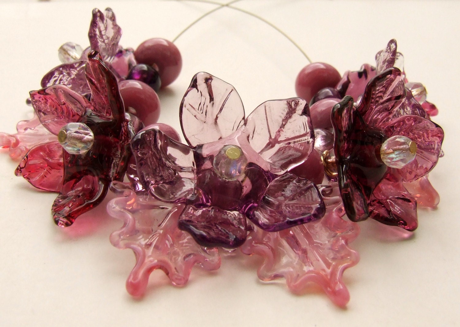 Lampwork Glass Flower Beads For Jewelry Making A Romantic Bouquet Set